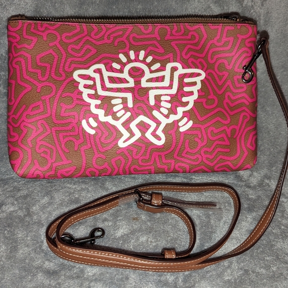Coach | Bags | Coach Keith Haring Bright Fuchsia Saddle Tan Lyla ...